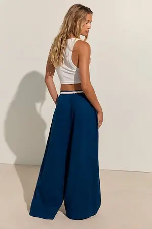 Free People Sweet Escape Linen Pants - Poseidon