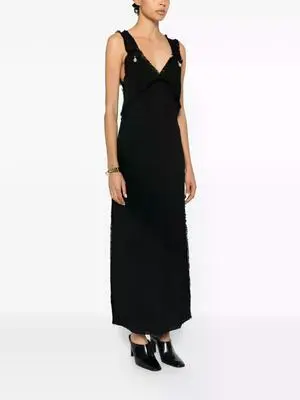 TOTEME Frayed V-neck Midi Dress