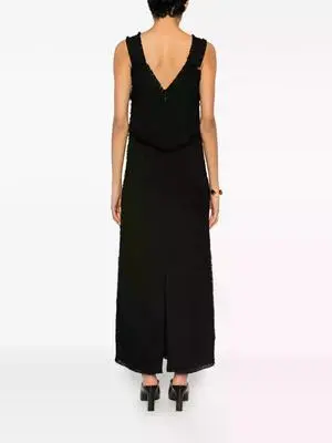 TOTEME Frayed V-neck Midi Dress
