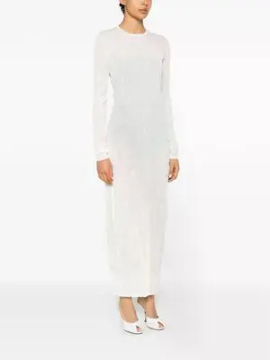 TOTEME Crinkled Knit Long-sleeve Maxi Dress - White