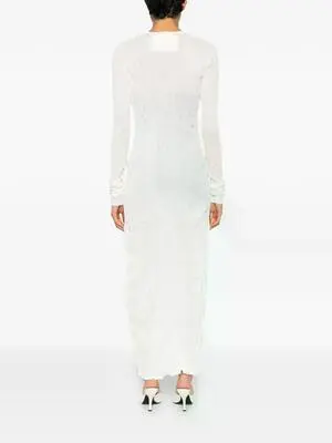 TOTEME Crinkled Knit Long-sleeve Maxi Dress - White