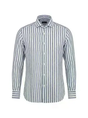 BARBA NAPOLI Striped Cotton Shirt - Blue