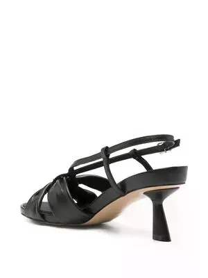 BRUNO PREMI Knotted Leather Slingback Sandals - Black