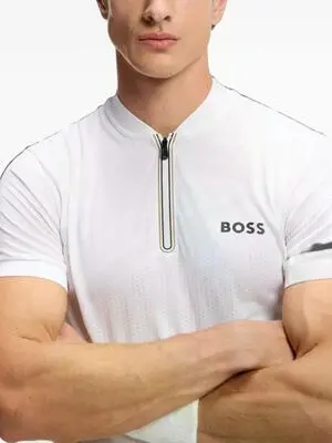 BOSS Bodymapping-jersey Slim-fit Polo Shirt With Zip Neck - White