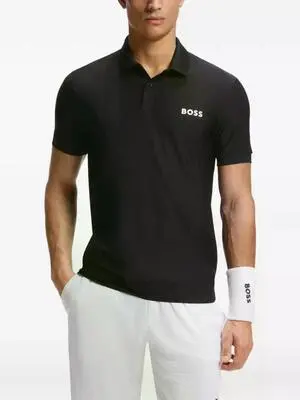 BOSS Active Stripe-jersey Slim-fit Polo Shirt With Four-way Stretch