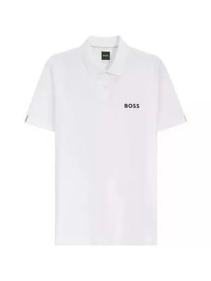 BOSS Active Stripe-jersey Slim-fit Polo Shirt With Four-way Stretch - White