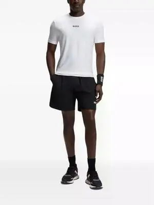 BOSS Active Jacquard-stripe Slim-fit T-shirt With Logo Print - White
