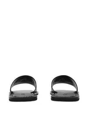Burberry Leather Knight Stamp Slides - Black