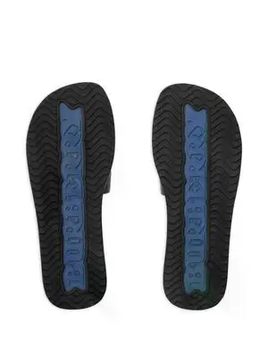 Burberry Leather Knight Stamp Slides - Black