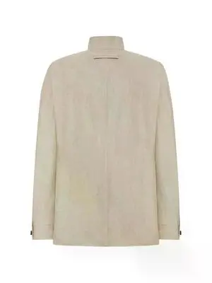 Zegna Oasi Lino Leather-trimmed Chore Jacket - Neutrals