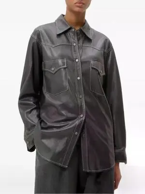 TWP Contrast-stitch Leather Shirt