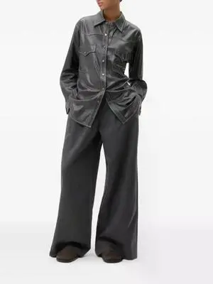 TWP Contrast-stitch Leather Shirt