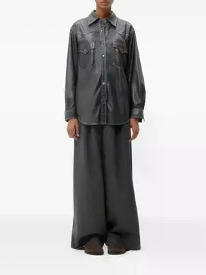 TWP Contrast-stitch Leather Shirt