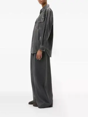 TWP Contrast-stitch Leather Shirt