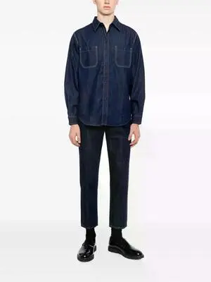 BLUE BLUE Contrast-stitch Patch-pocket Shirt - Blue