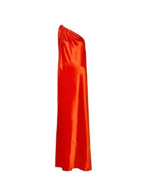 DELOS Nova One-shoulder Silk Dress - Orange