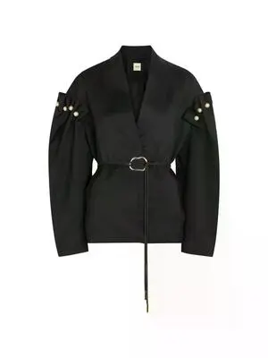 AKYN Pearl-embellished Belted Jacket