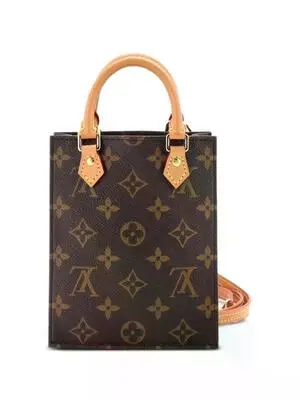 LOUIS VUITTON Petit Sac Plat Monogram Canvas Crossbody Bag - Brown
