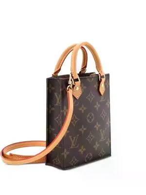 LOUIS VUITTON Petit Sac Plat Monogram Canvas Crossbody Bag - Brown
