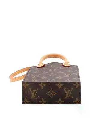 LOUIS VUITTON Petit Sac Plat Monogram Canvas Crossbody Bag - Brown