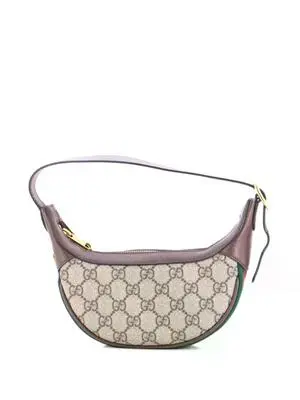 Gucci Ophidia Gg Coated Canvas Half Moon Bag - Brown