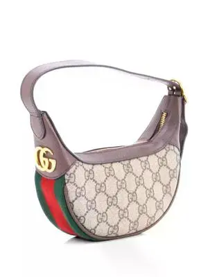 Gucci Ophidia Gg Coated Canvas Half Moon Bag - Brown