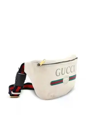 Gucci Logo Printed Leather Belt Bag - Neutrals