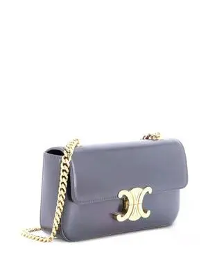 Celine Triomphe Chain Leather Small Shoulder Bag - Grey