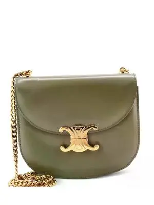 Celine Triomphe Besace Clea Chain Flap Bag - Green