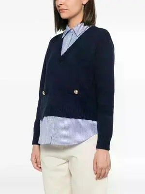 Ralph Lauren Layered-effect Sweater With Gold Button Detail