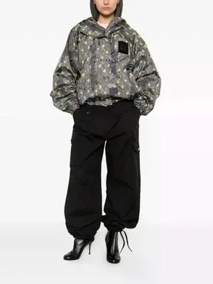GANNI Floral-print Hooded Jacket - Grey