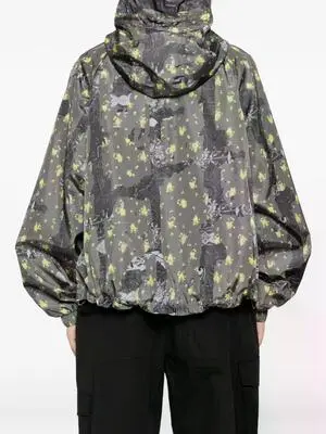 GANNI Floral-print Hooded Jacket - Grey