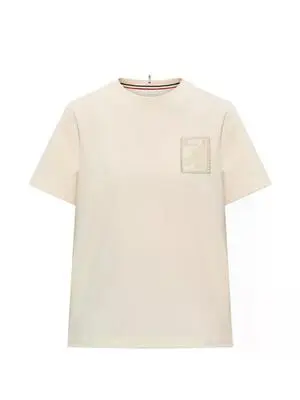 Moncler Embroidered-patch T-shirt - Neutrals