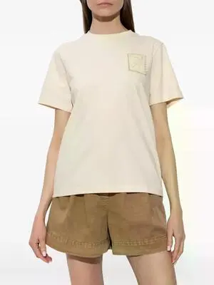 Moncler Embroidered-patch T-shirt - Neutrals