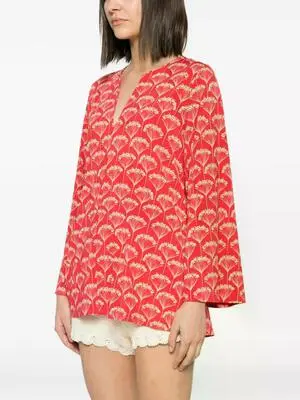 SIYU Floral-print V-neck Blouse - Red