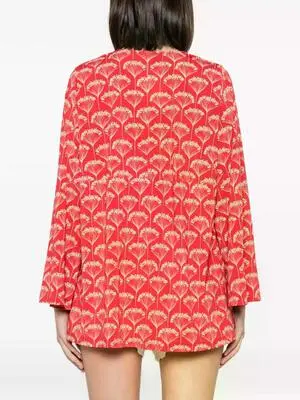 SIYU Floral-print V-neck Blouse - Red