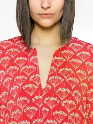 SIYU Floral-print V-neck Blouse - Red