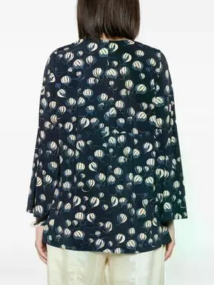SIYU Balloon-print V-neck Blouse - Blue