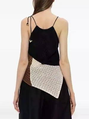 AKEP Asymmetric Color-block Knit Top