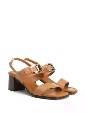 FERRAGAMO Gancini Leather Sandals - Neutrals