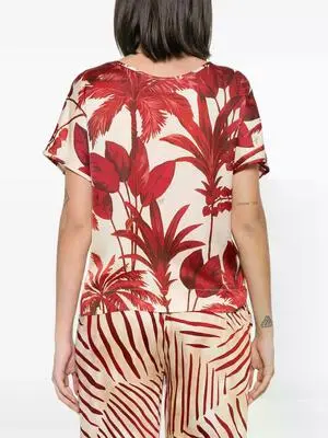 CLIPS Palm Tree Print V-neck Top