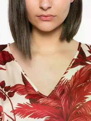 CLIPS Palm Tree Print V-neck Top