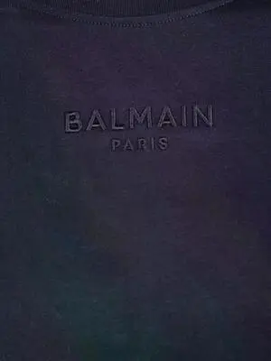Balmain Logo-embroidered Cropped T-shirt - Black