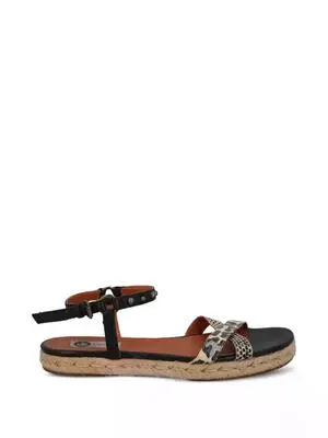 LANVIN Leopard-print Snakeskin-effect Raffia Sandals
