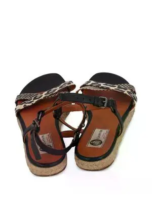 LANVIN Leopard-print Snakeskin-effect Raffia Sandals