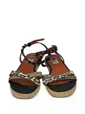 LANVIN Leopard-print Snakeskin-effect Raffia Sandals