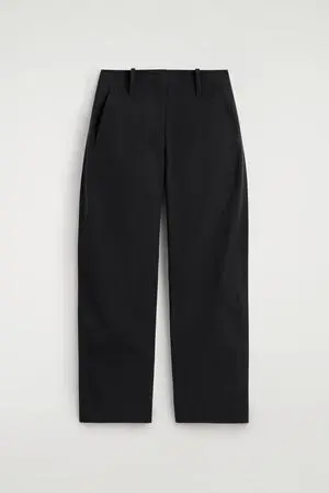 Cos Barrel-leg Pima Cotton Blend Pants - Black
