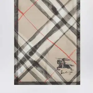 Burberry Large Check Silk Scarf In Sand Color