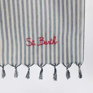 MC2 SAINT BARTH Striped Beach Towel With Embroidered Logo