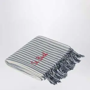 MC2 SAINT BARTH Striped Beach Towel With Embroidered Logo